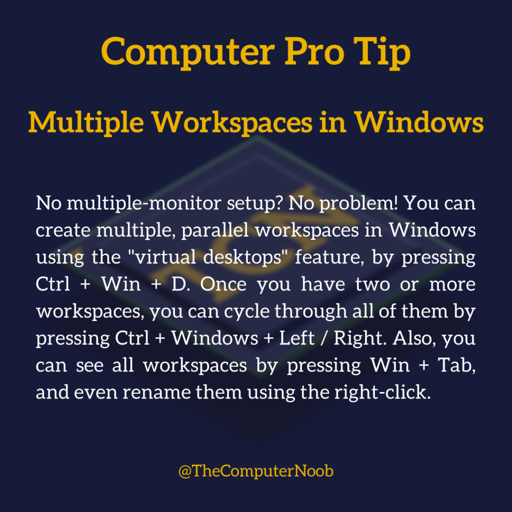 Computer Pro Tips – The Computer Noob